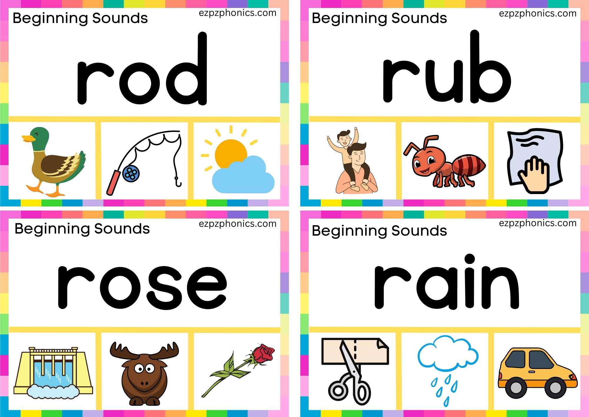 Letter R Read The Word And Clip The Correct Image Clip Card Group 2 - ezpzphonics.com